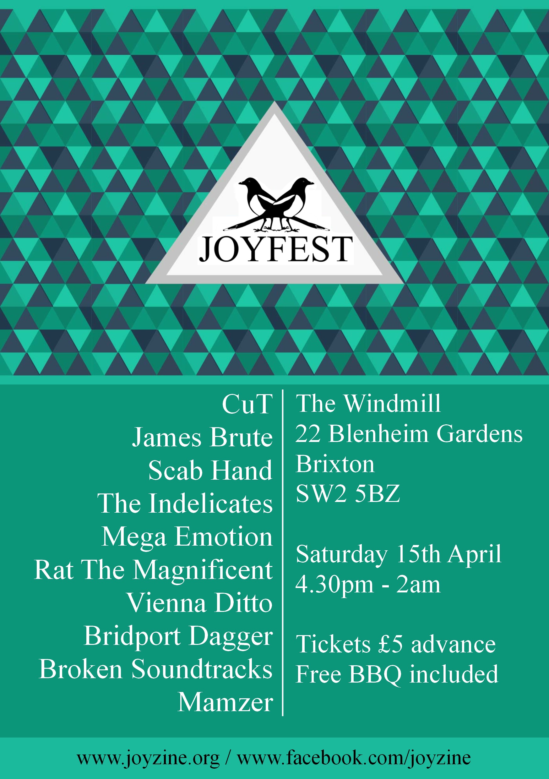 JOYFEST – Our Annual Brixton All-Dayer is back on Saturday 15th April ...